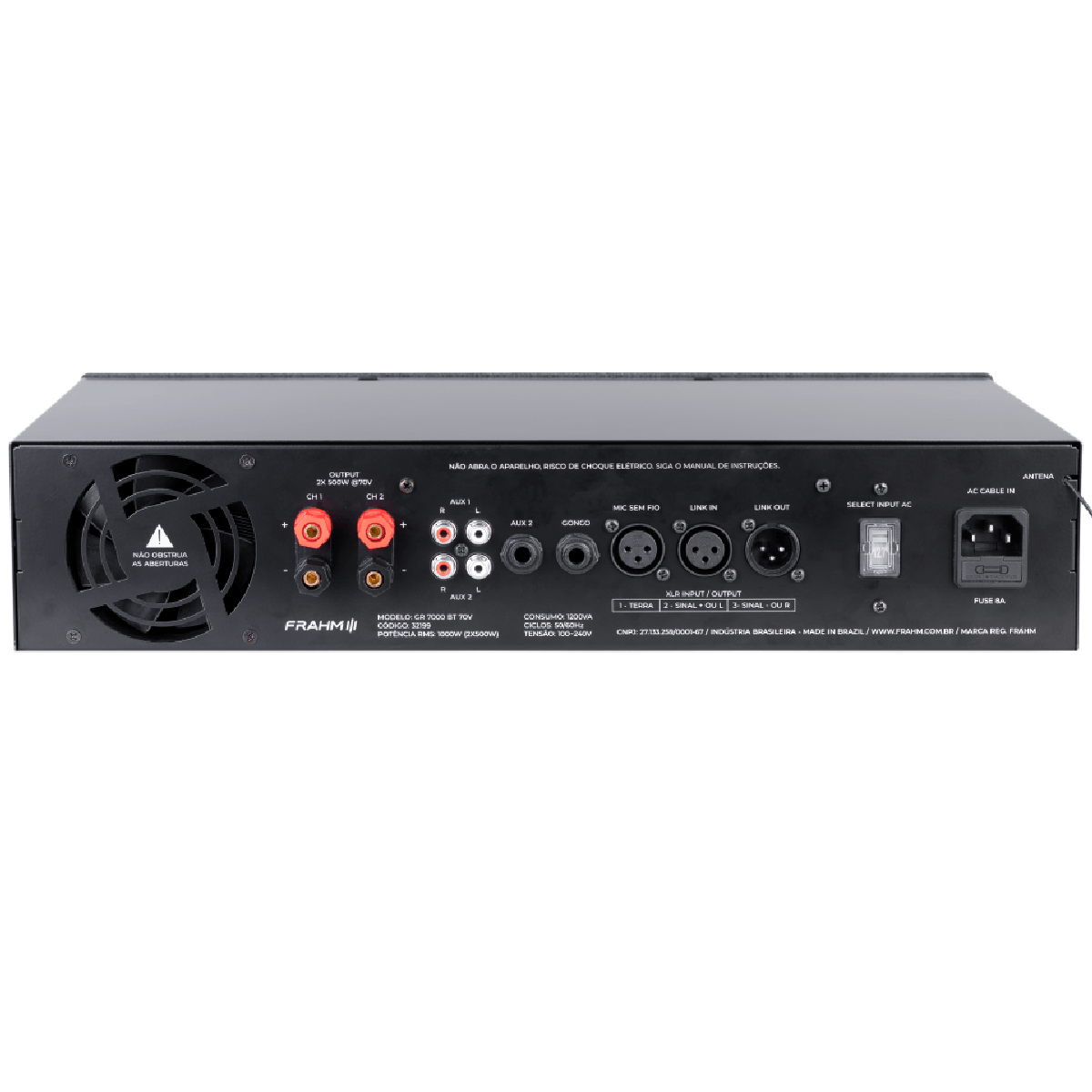 Amplificador 1000W RMS 70V USB, BT/FM GR-7000 BT 70V - Frahm ...